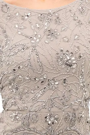 MARYISA Modest Floral Embellished Sequins Maxi Dress