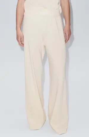 Mango Elastic Waist Straight Leg Pants - Sand