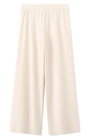Mango Elastic Waist Straight Leg Pants - Sand