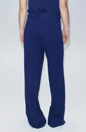 Mango Textured Knit Straight Leg Pants - Vibrant Blue