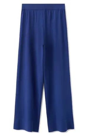 Mango Textured Knit Straight Leg Pants - Vibrant Blue