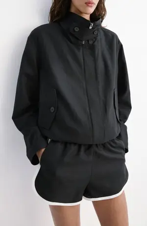 Mango Funnel Neck Bomber Jacket - Black