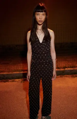 Mango Sequin Straight Leg Trousers