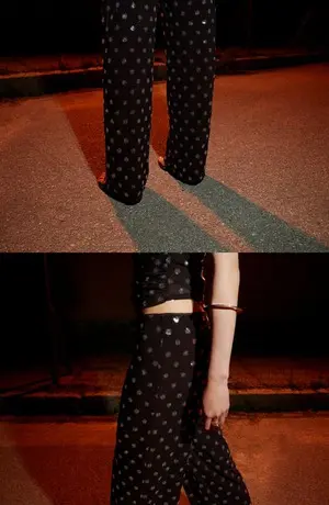Mango Sequin Straight Leg Trousers
