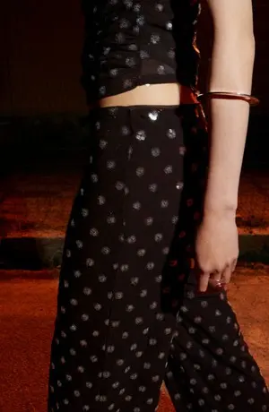 Mango Sequin Embellished Straight Leg Trousers