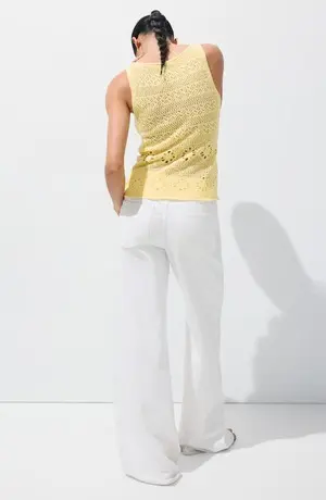 Mango Crocheted Button-front Sleeveless Vest - Yellow