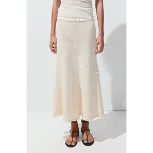 Mango Wavy Trim Pull-on Midi Skirt