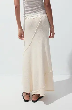 Mango Wavy Trim Pull-on Midi Skirt