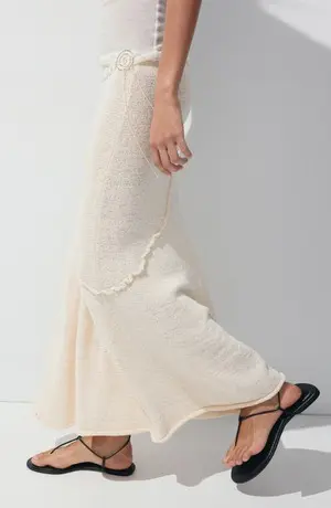 Mango Wavy Trim Pull-on Midi Skirt