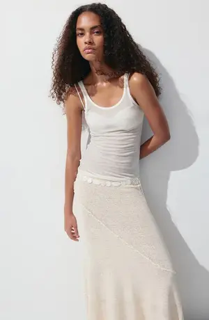 Mango Wavy Trim Pull-on Midi Skirt