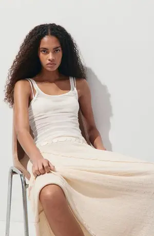 Mango Wavy Trim Pull-on Midi Skirt