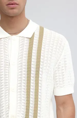 CASUAL FRIDAY Holla Pointelle Knit Sweater Polo