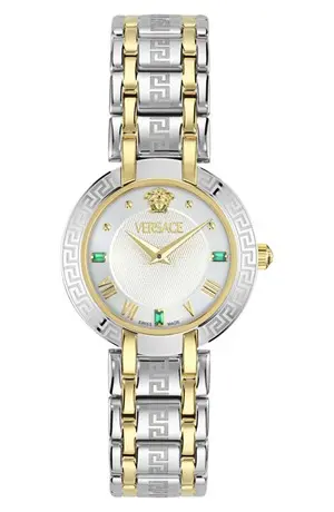 Versace Antlia Emerald Bracelet Watch With Guilloche Dial And Medusa Head Accent
