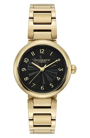 OLIVIA BURTON Olivia Burton Pembroke Gold Tone Stainless Steel Link Bracelet Watch Black