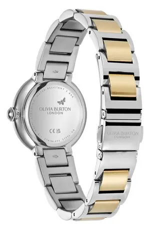 OLIVIA BURTON Pembroke Gold Tone Stainless Steel Link Bracelet Watch - Silver White