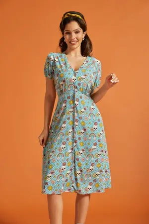 MODCLOTH Sundae Stunner Button Front Midi Dress