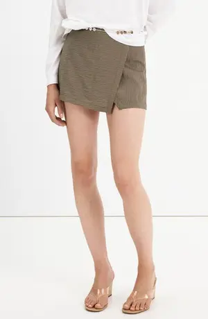 Mango Striped Wrap Skort - Green