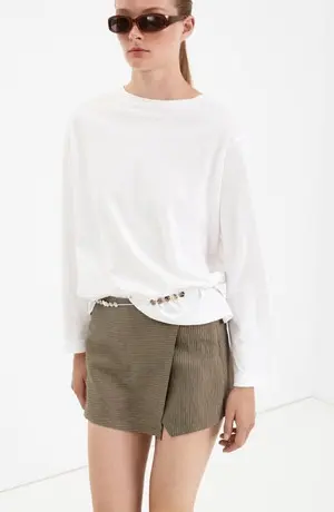 Mango Striped Wrap Skort