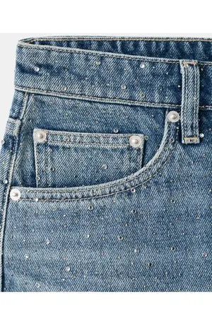 Mango Embellished Denim Mini Skirt