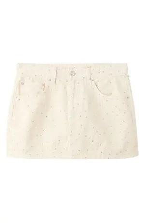 Mango Embellished Denim Mini Skirt - Off White