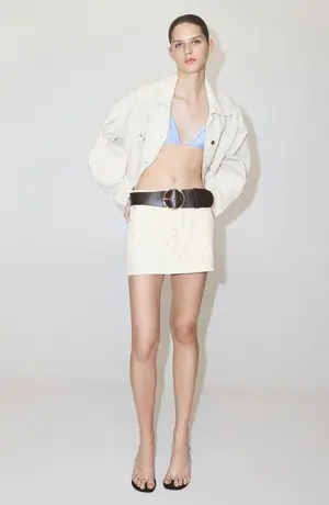 Mango Embellished Denim Mini Skirt - Off White