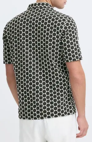 CASUAL FRIDAY Samwell Embroidered Eyelet Camp Shirt - Dark Navy