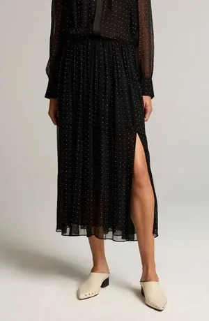 Vince Heat Set Dot Sheer Midi Skirt