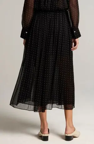 Vince Heat Set Dot Sheer Midi Skirt