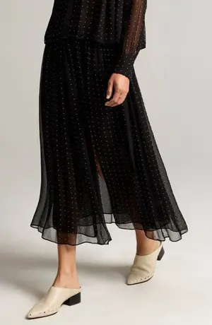 Vince Heat Set Dot Sheer Midi Skirt