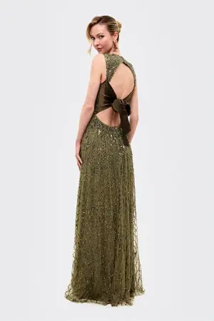 BEAUUT Embellished Sequins Back Satin Bow