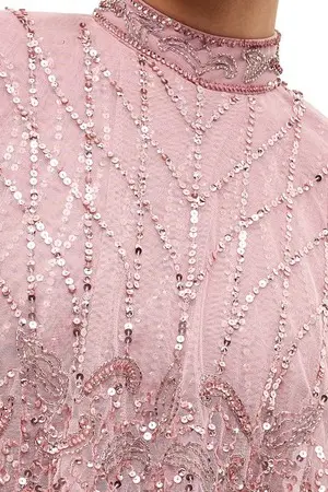 MARYISA Modest Cape Embellished Sequins Gown