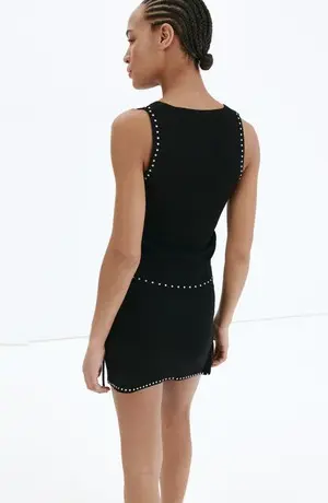 Mango Studded Knit Wrap Miniskirt