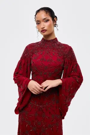 MARYISA Modest Embellished Sequins High Neck Gown
