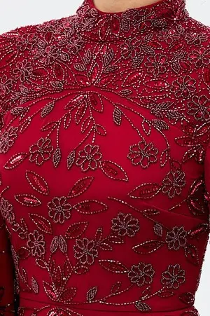 MARYISA Modest Embellished Sequins High Neck Gown