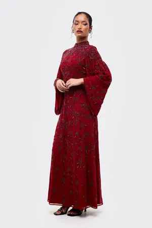 MARYISA Modest Embellished Sequins High Neck Gown