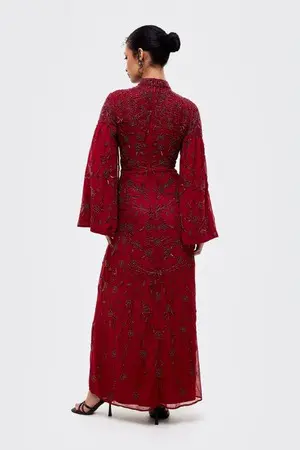 MARYISA Modest Embellished Sequins High Neck Gown