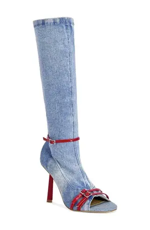 AZALEA WANG Emra Knee High Boot - Denim