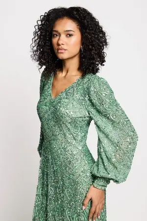 BEAUUT Embellished Sequins Net Gown