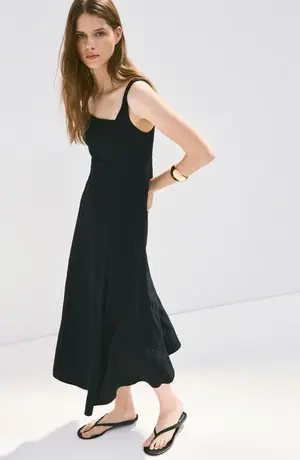 Mango Crinkled A-line Dress - Black
