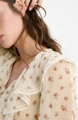 Mango Ruffled Floral Top