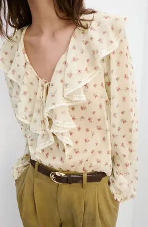 Mango Ruffled Floral Top