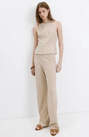 Mango Fitted Zip Vest - Sand