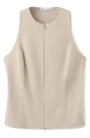 Mango Fitted Zip Vest - Sand