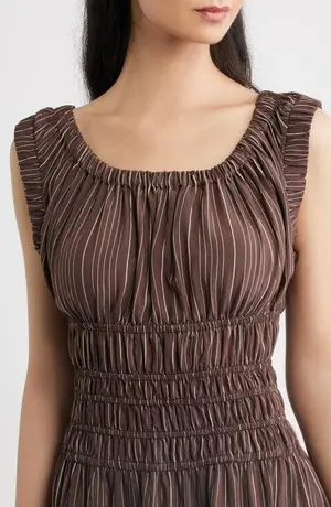 Rails Anastasia Shirred Sleeveless Maxi Dress - Chicory Stripe