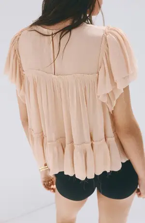 Mango Ruffled Embroidered Blouse