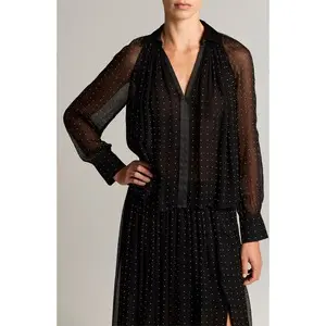Vince Heat Set Dot Sheer Top