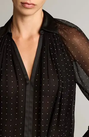 Vince Heat Set Dot Sheer Top