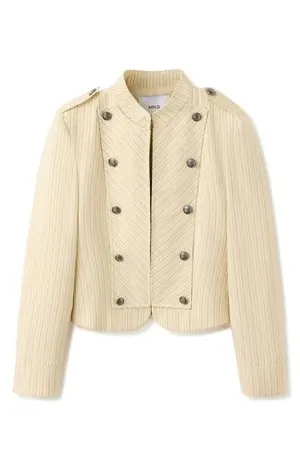 Mango Pinstripe Button Front Jacket