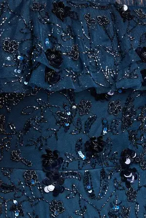 BEAUUT Floral Embellished Sequins Maxi Dress