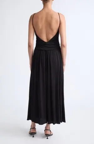 KALLMEYER Reese Ruched Sleeveless Maxi Dress - Black
